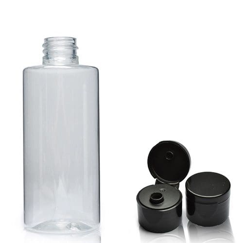 100ml Clear Plastic Bottle & Flip Top Cap - Ampulla Ltd