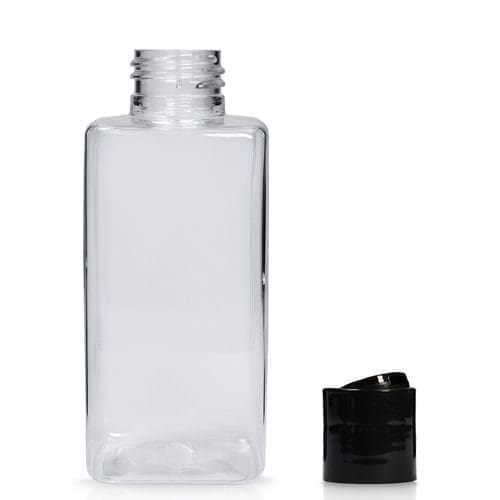 150ml Square Plastic Bottle With Disc-Top Cap - Ampulla Ltd