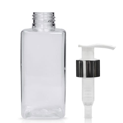 150ml Square Plastic Premium Lotion Bottle - Ampulla Ltd - 0161 367 1414