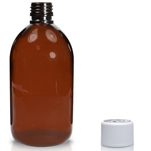 500ml Amber Sirop Bottle With Child Resistant Cap - Ampulla LTD