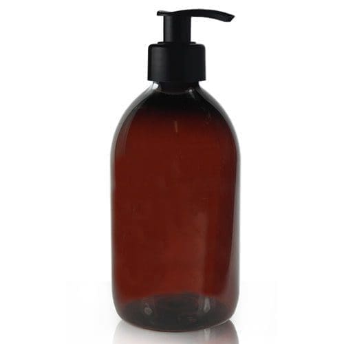 500ml Amber Plastic Medicine Bottle With Lotion Pump - Ampulla