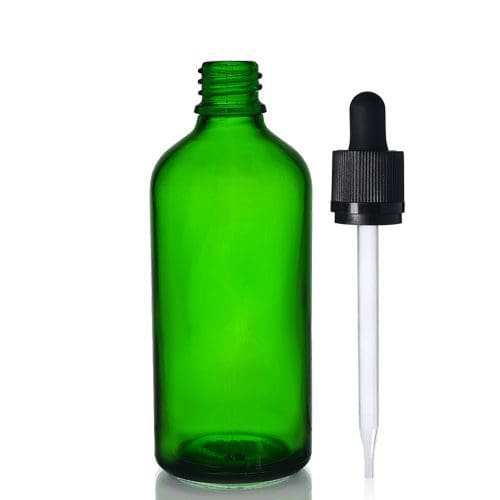 100ml Green Dropper Bottle With Child Resistant Pipette And Wiper