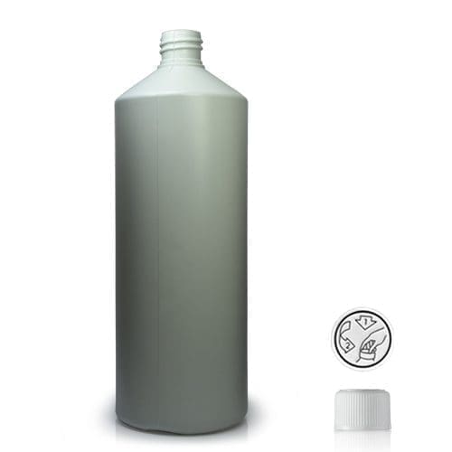 1000ml PCR HDPE Plastic Bottle & Child Resistant Cap - Ampulla