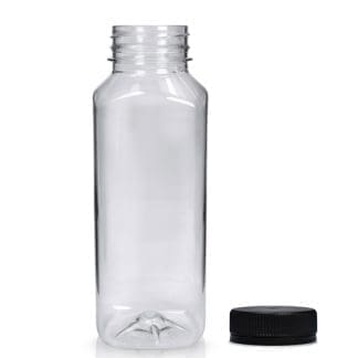 330ml Plastic Square Juice Bottle With Cap - Ampulla Ltd - 0161 367 1414