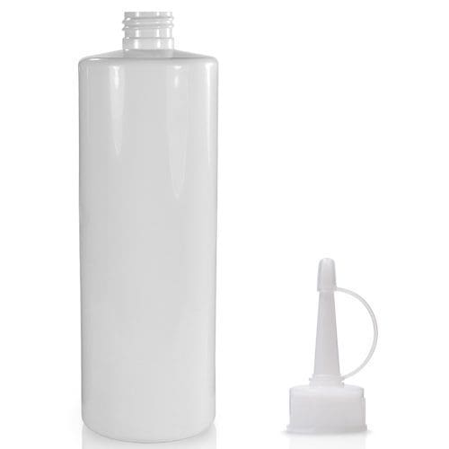 500ml White PET Plastic Bottle & Spout Cap - Ampulla Packaging