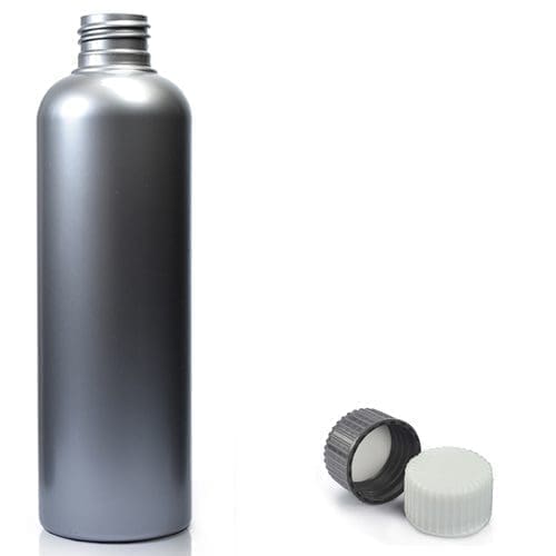 250ml Silver Plastic Bottle & Plastic Cap - Plastic Packaging - Ampulla