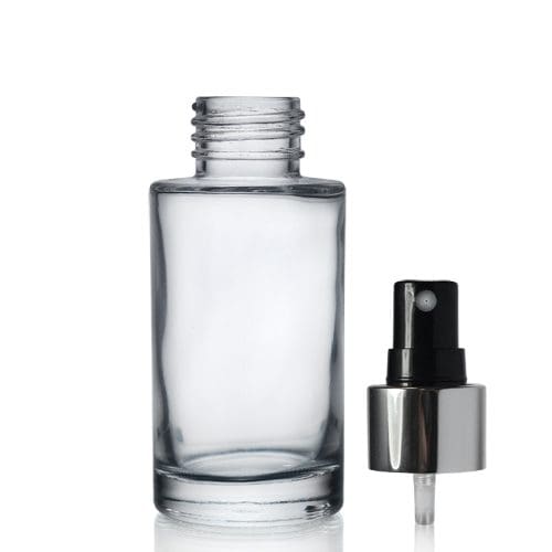 50ml Clear Glass Simplicity Bottle & Atomiser Cap - Ampulla Ltd