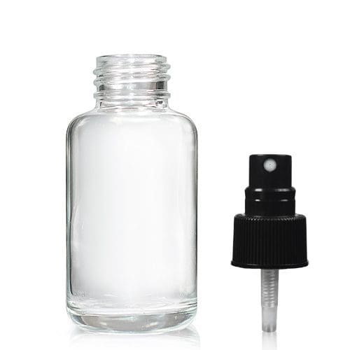 50ml Clear Glass Boston Round Spray Bottle - Ampulla Ltd