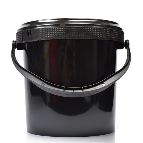 1 Litre Black Bucket With Plastic Handle | Ampulla.co.uk | 0161 367 1414