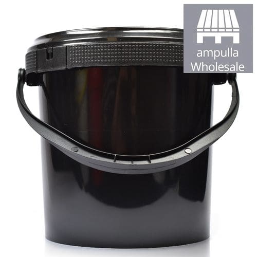1 Litre Black Bucket With Plastic Handle - Ampulla - 0161 367 1414