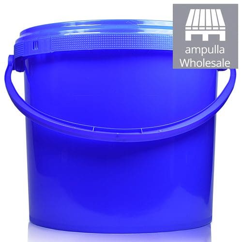 5 Litre Blue Plastic Bucket With Handle Lid Ampulla Ltd