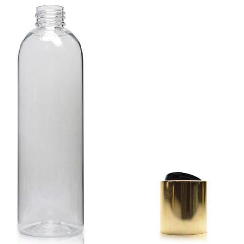 250ml Tall Boston Bottle & Gold Disc Top - Ampulla Packaging