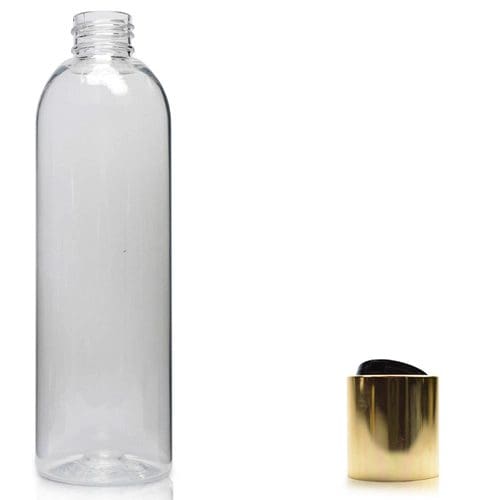 300ml Tall Plastic Boston Bottle & Gold Disc Top - Ampulla Packaging