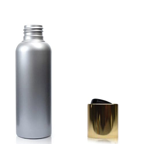 50ml Silver Plastic Bottle & Gold Disc Top - Ampulla Packaging