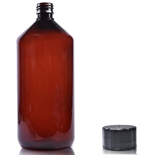 1000ml Amber Plastic Bottle With A Screw Cap - Ampulla