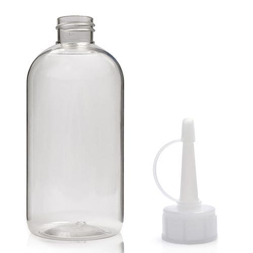 250ml Clear Boston Bottle With Spout Cap - Ampulla Packaging