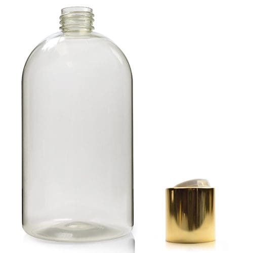 500ml rPET Boston Bottle With Gold Disc Top - Ampulla LTD