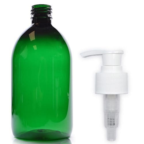 500ml Green PET Refillable Shampoo Bottle With Lotion Pump