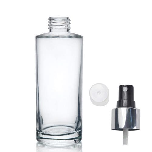 150ml Clear Glass Simplicity Bottle & Silver Atomiser Spray - Ampulla Ltd