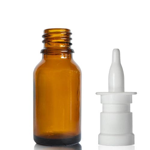 15ml Amber Glass Dropper Bottle With Nasal Spray - Ampulla LTD