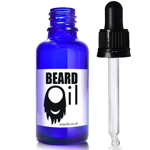 30ml Blue Beard Oil Bottle Tamper Evident Pipette And Wiper | Ampulla Ltd