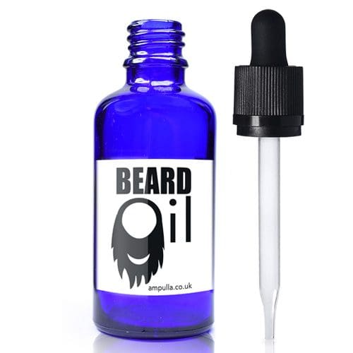 50ml Blue Beard Oil Bottle With Child Resistant Pipette | Ampulla