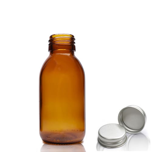 100ml Amber Glass Medicine Bottle With Aluminium Cap - Ampulla