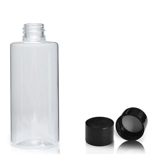 100ml Clear PET Plastic Tubular Bottle & Screw Cap - Ampulla Ltd