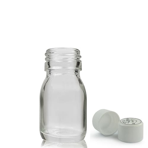 30ml Clear Glass Syrup Bottle & Medilock Cap - Ampulla LTD