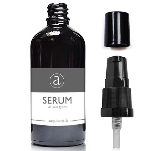100ml Black Glass Serum Bottle With Pump | Ampulla Ltd