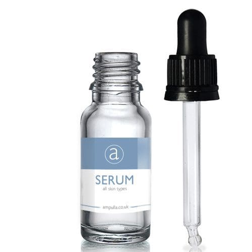 15ml Clear Glass Serum Bottle With Pipette & Wiper - Ampulla