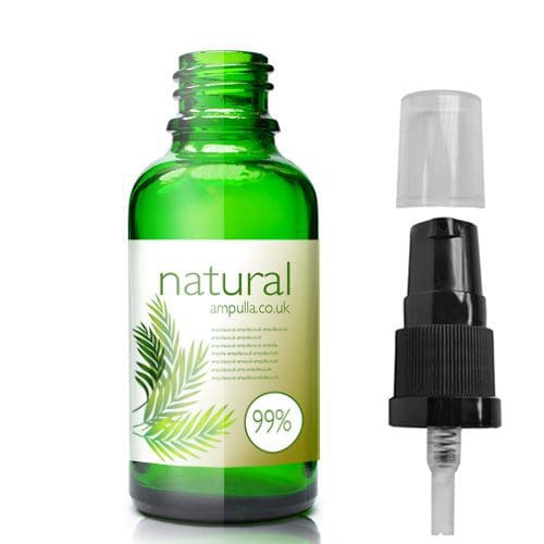 30ml Green Glass Essential Oil Bottle With Lotion Pump - Ampulla