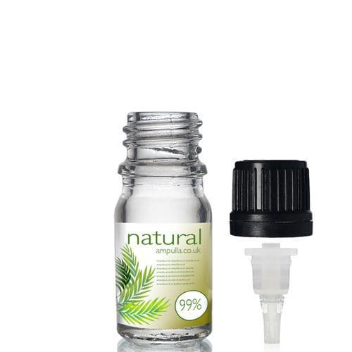 5ml Clear Glass Essential Oil Bottle With Black T/E Dropper Cap