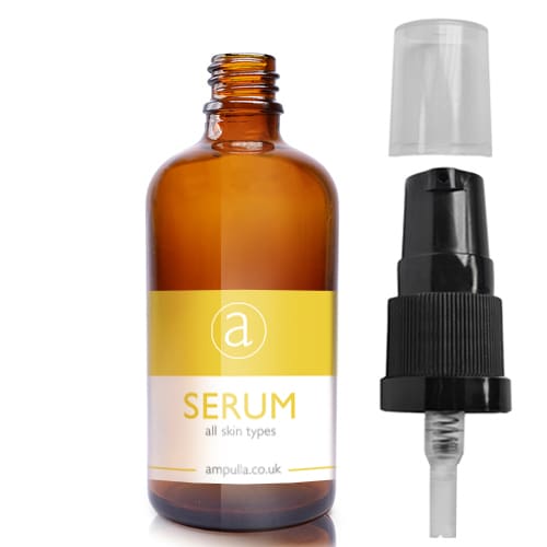 100ml Amber Glass Serum Bottle With Pump - Ampulla Ltd