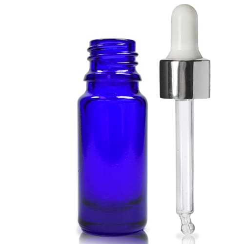 10ml Blue Dropper Bottle With Silver Pipette And Wiper | Ampulla Ltd