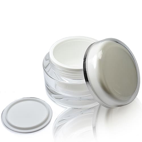50ml Plastic Cosmetic Jar With Shive And Lid - Ampulla Ltd