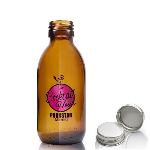 150ml Amber Glass Cocktail Bottle With Aluminium Cap - Ampulla
