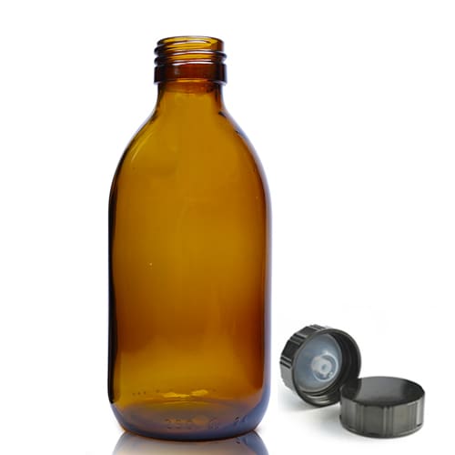 250ml Amber Glass Medicine Bottle With Polycone Cap - Ampulla