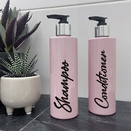 250ml Pink Shampoo & Conditioner Bottle Set - Ampulla Ltd
