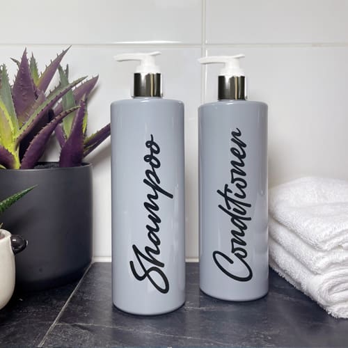 500ml Grey Shampoo & Conditioner Bottle Set - Ampulla Ltd