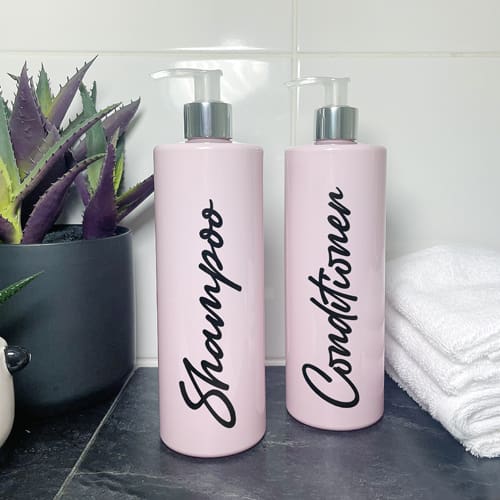 500ml Pink Shampoo & Conditioner Bottle Set - Ampulla Ltd