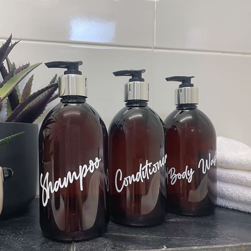 500ml Traditional Amber Bathroom Bottle Set - Ampulla