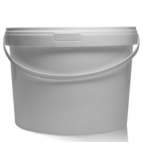 3L White Plastic Bucket With Handle And T/E Lid | Ampulla LTD