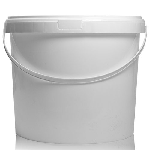 6L White Plastic Bucket & Handle With T/E Lid | Ampulla Ltd