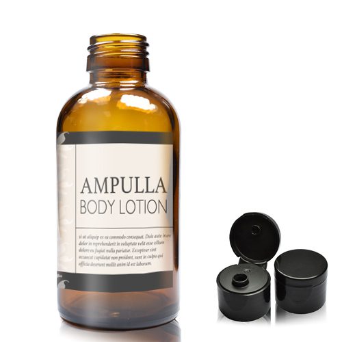 150ml Amber Glass Boston Bottle With Flip Top Cap - Ampulla LTD