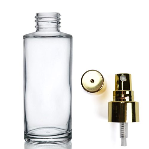 150ml Clear Glass Simplicity Bottle With Gold Atomiser Spray